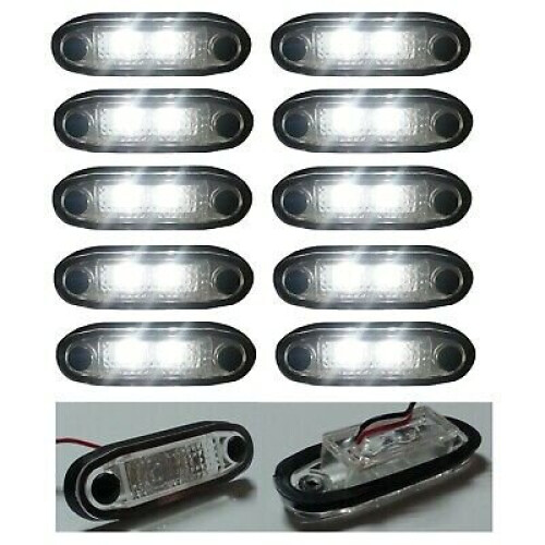10x Flush White Led Markers Lights For Kelsa Bars Scania Volvo Daf Man ...