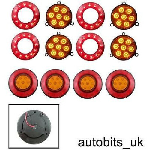 4 X REAR TAIL STOP INDICATOR AMBER RED SMD LED LIGHTS INNER OUTER RING ...