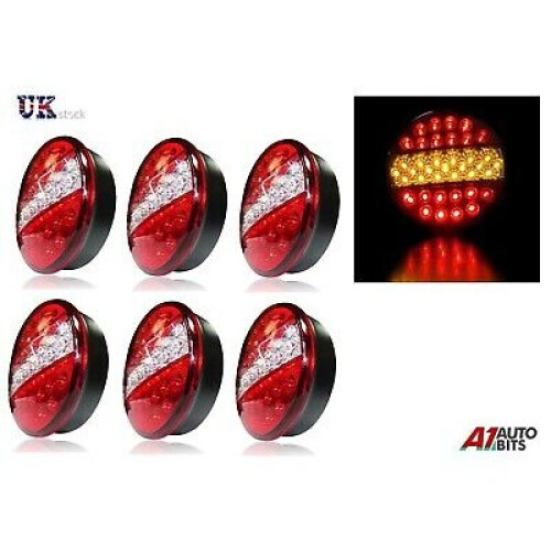 6x 12v / 24v Led Hamburger Brake Indicator Tail Lights Round Trailer ...