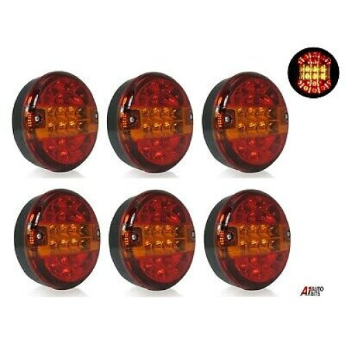6x 12v Rear Led Lights Lamp Stop Tail Indicator 3 Function Tractor ...