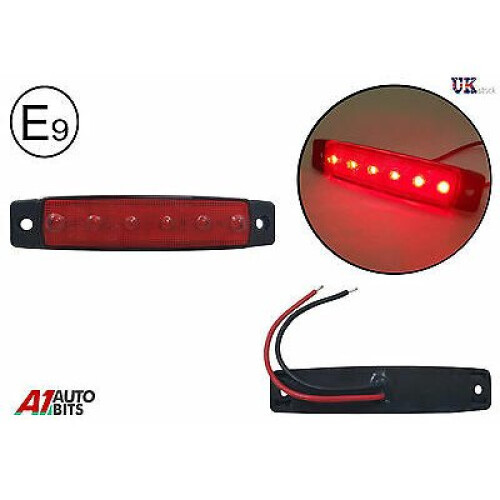 1 x 6 LED red side rear marker light indicator trailer truck lorry bus ...