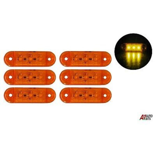 6 Pcs Led Side Marker Blinker Lights Lamps Amber Truck Lorry Lgv Hgv ...
