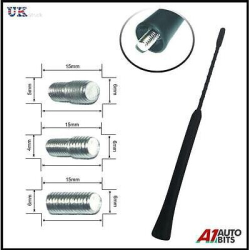 CAR RADIO/STEREO UNIVERSAL FLEXIBLE RUBBER AERIAL ARIEL MAST ANTENNA ...