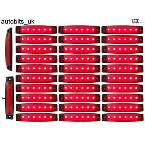 30 pcs RED 24V 6 LED Side Rear Marker Lights Lamp for Scania Volvo Daf ...