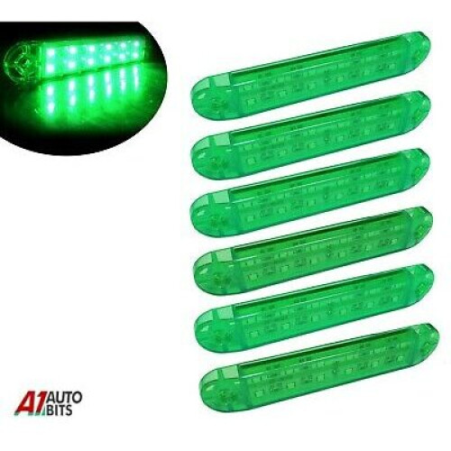 6x 13 cm 12Led Side Marker Light Bar Utility Clearance Green Lamps 12v ...