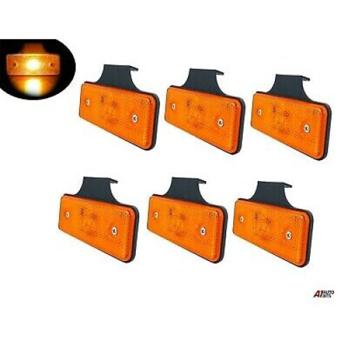 6x Position 2 Led Amber Orange Marker Lights Side Lamp Indicator 12v ...