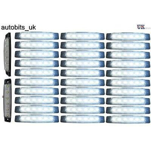 30x White 6 smd Led Side Front Marker Indicators Lights Man Daf Scania ...