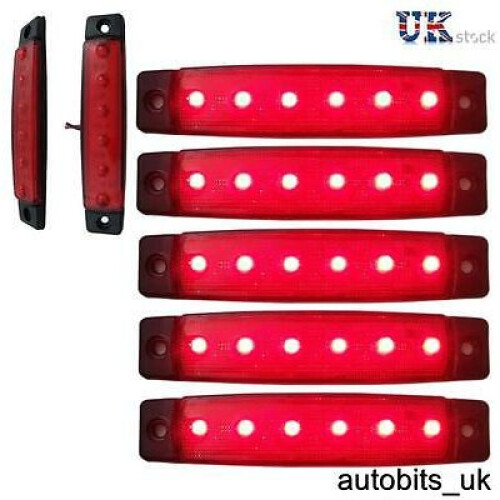 5 X 24V LED RED SIDE MARKER LIGHT LAMP TRUCK TRAILER LORRY CHASSIS WATERPROOF on OnBuy