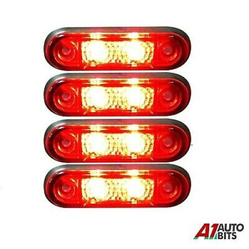 4x 24v Flush Led Red Marker Lights For Kelsa Bars For Scania Man Daf ...