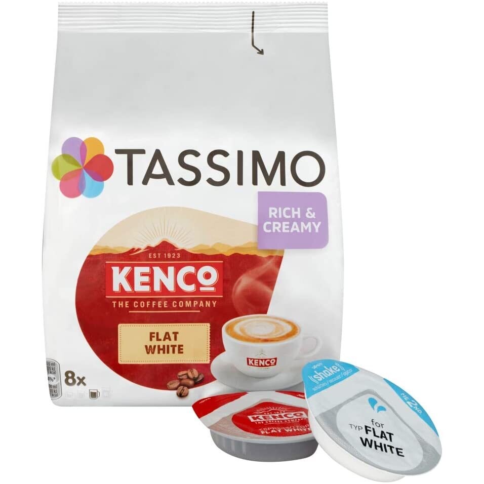 Tassimo Kenco Flat White Coffee Pods Pack of 5 Total 80 pods 40 ...