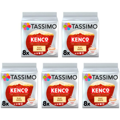 Tassimo Kenco Flat White Coffee Pods Pack of 5 Total 80 pods 40 ...