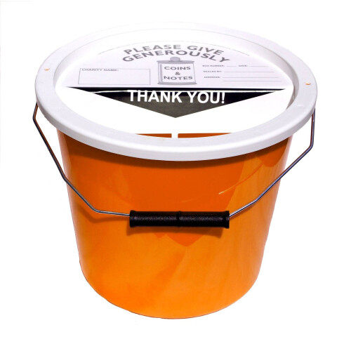 10 Charity Money Collection Buckets 5.7 Litres - Orange on OnBuy