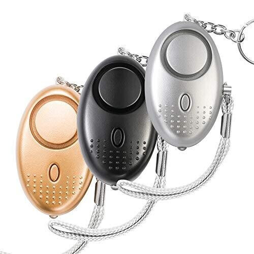 Personal Alarm, 3 Pcs Safety Alarms Keychain with LED Flashlight, Emergency Self-Defense ...