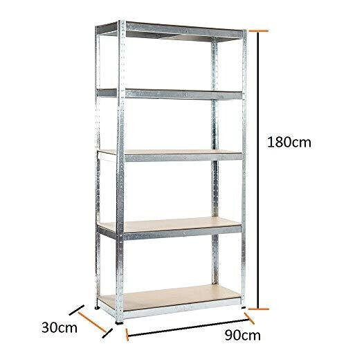 TMZ (180cm x 90cm x 30cm) 5 Tier Heavy Duty Metal Galvanised Shelving ...