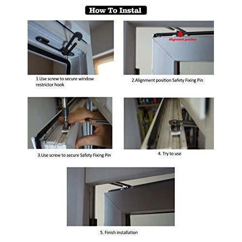 2 Pairs Window Restrictors Locks,Aongray Window Restrictor Hook Window ...