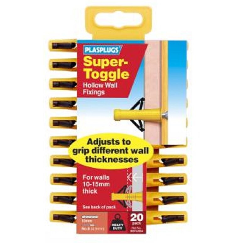 Plasplugs SSTC554 Super Toggle Plasterboard Plugs Hollow Wall Fixings ...