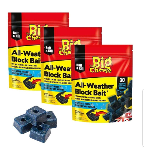 THE BIG CHEESE 90 ALL WEATHER BLOCKS POISON BLOCK BAIT RAT MOUSE MICE ...