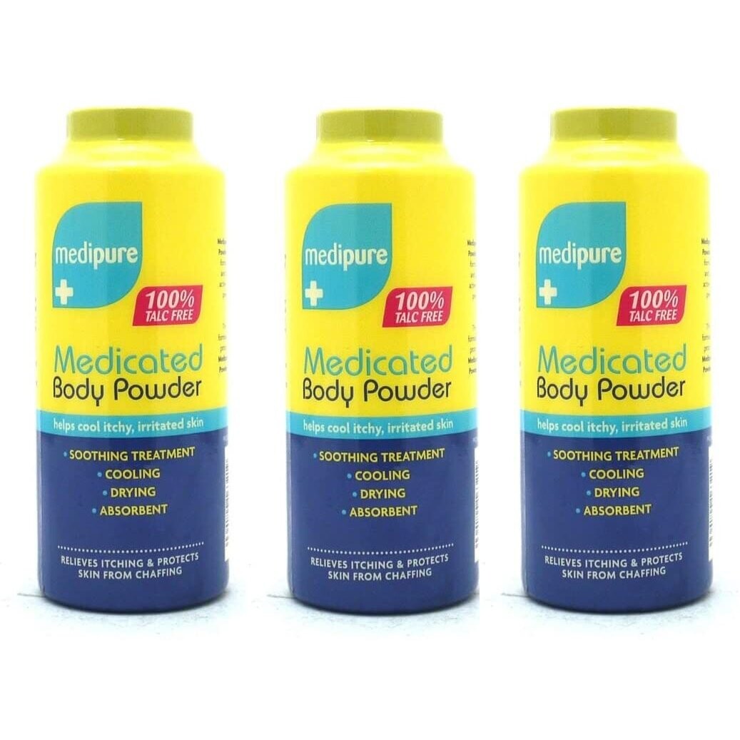 3 x Medipure Medicated Body Powder - Helps Cool Itchy, Irritated Skin ...