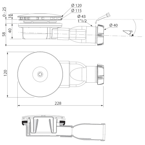 Black Dome DN40 Slim Shower Drain Waste Trap Super Flat Cup-Connection ...