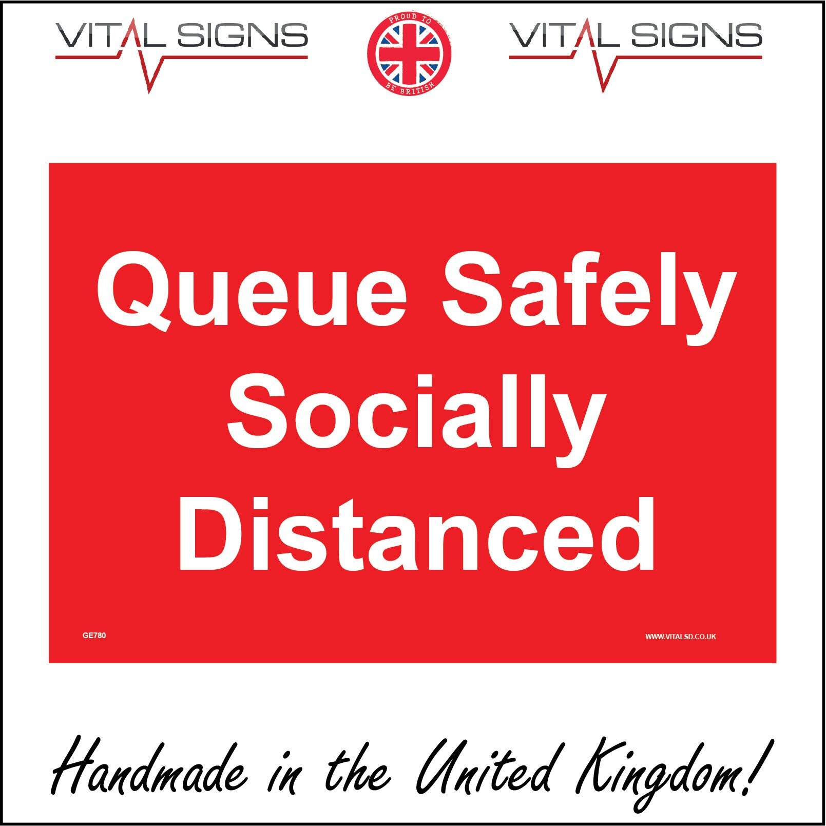 (600 x 450mm - 24 x 18, Magnetic - Vehicle Grade) GE780 Queue Safely ...