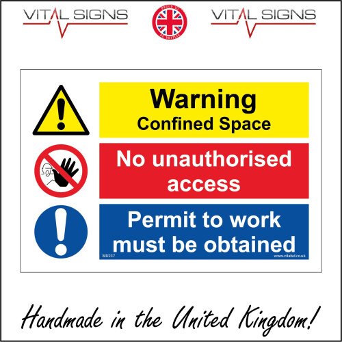 (600 x 450mm - 24 x 18, 10mm Extra Heavy Duty Foamex Foamboard) MU237 Warning Confined Space No ...