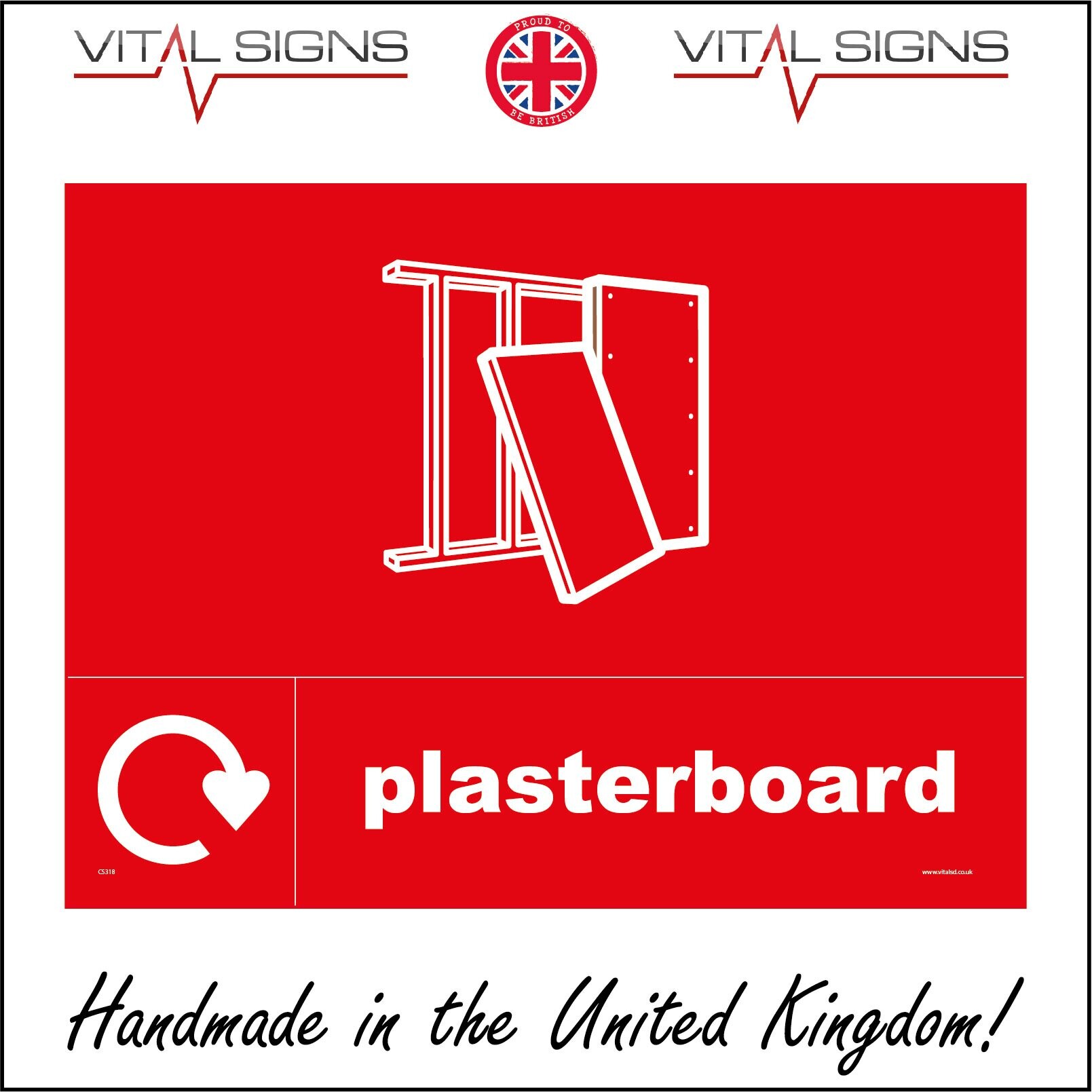 CS318 Plasterboard Recycling Sign Walls Ceiling Building Waste Skip Bin ...