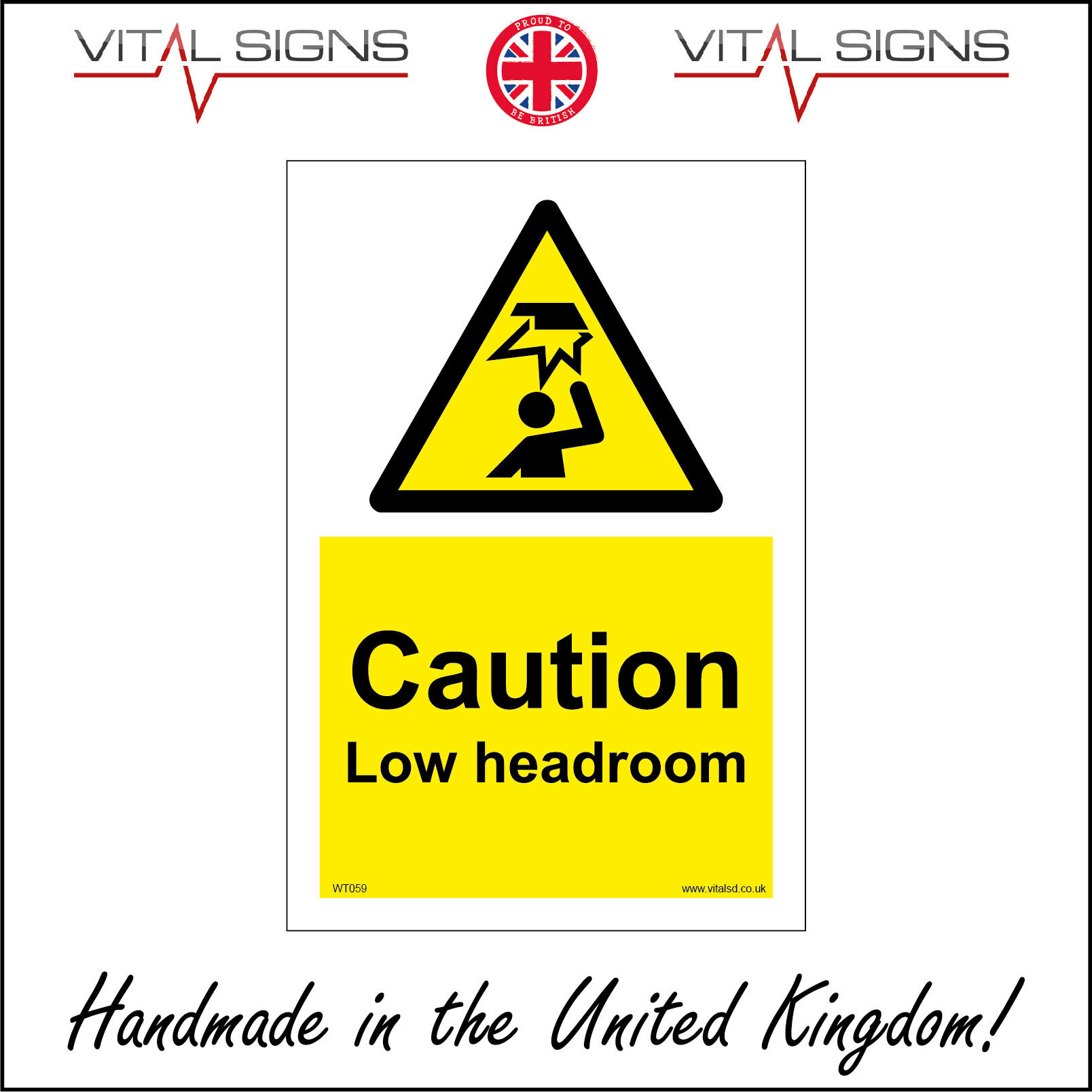 (450 x 600mm - 18 x 24, Dibond / Composite Aluminium) WT059 Caution Low ...