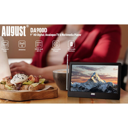 Portable 9" Rechargable Television with Built-in Freeview Player PVR ...