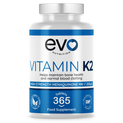 EVO Nutrition High Strength 200mcg Vitamin K2 MK7 - 365 Vegan Tablets on OnBuy