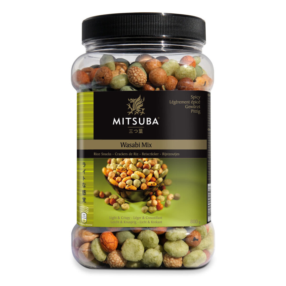 Mitsuba Wasabi Mix 800g - Spicy Light Crispy Rice Snacks with Seaweed ...