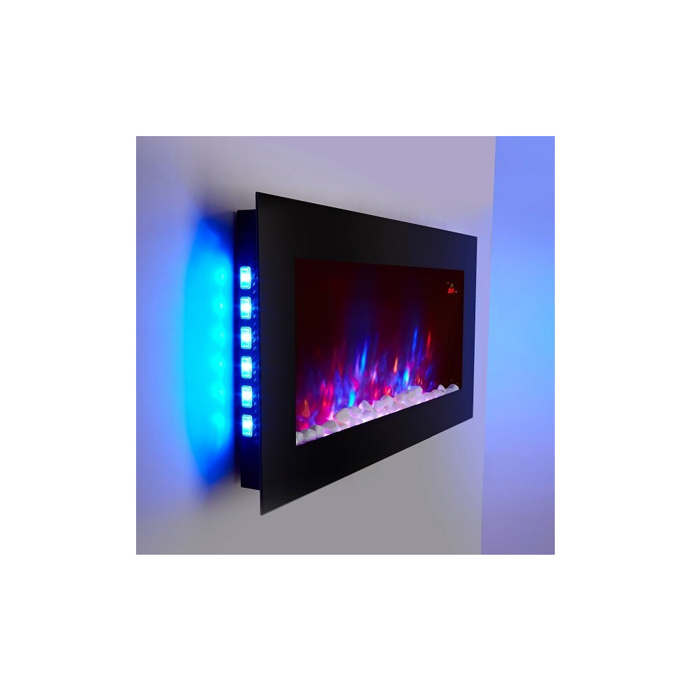 TruFlame Wall Mounted Flat Glass Electric Fire with Pebble and Log ...
