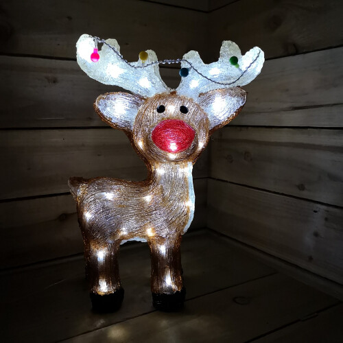 Christmas Acrylic Reindeer With String Lights & Cool White LED on OnBuy