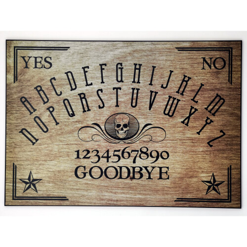 A4 Sized Wooden Skull Ouija Board Set Complete with Mystic Oracle Sun ...