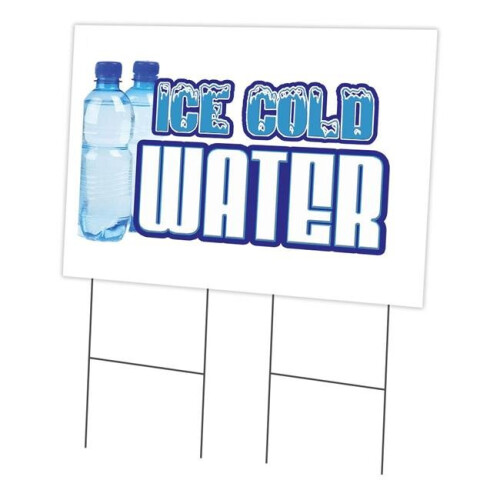 SignMission C-2436-DS-Ice Cold Water 24 x 36 in. Yard Sign & Stake ...