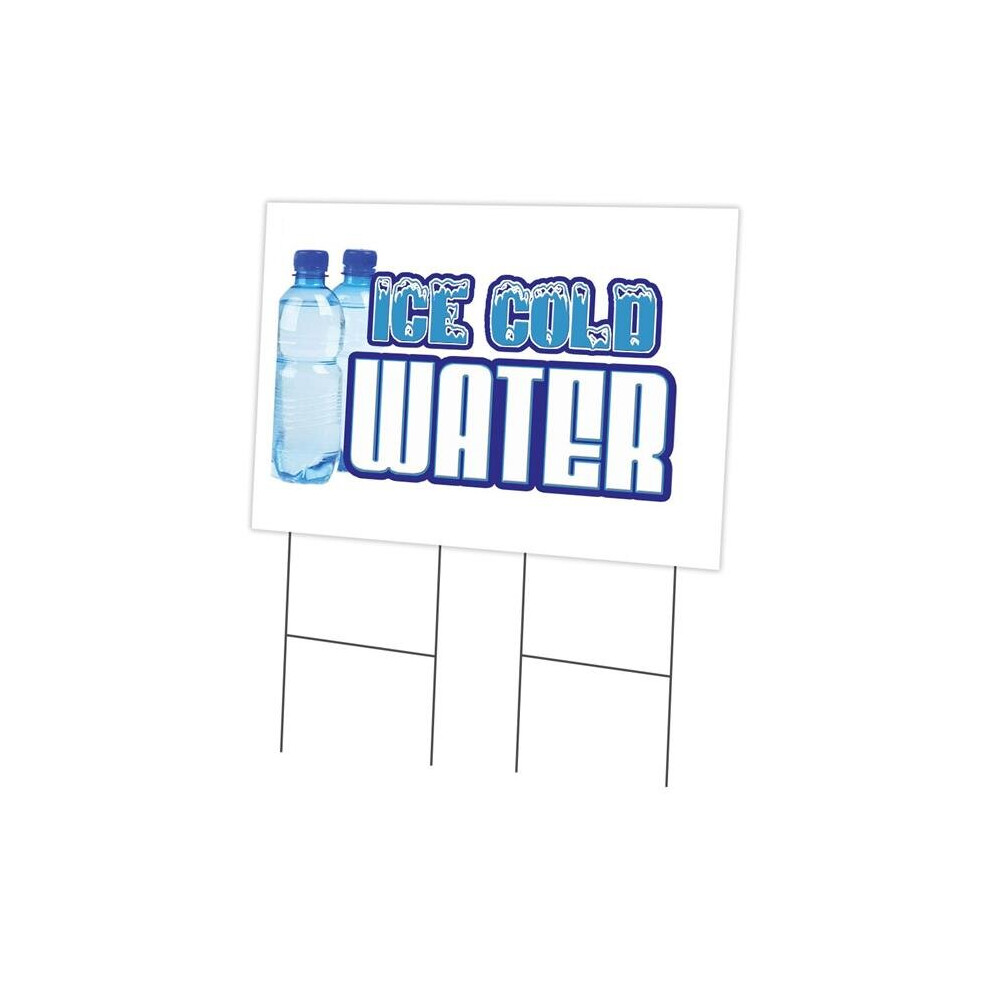SignMission C-2436-DS-Ice Cold Water 24 x 36 in. Yard Sign & Stake ...