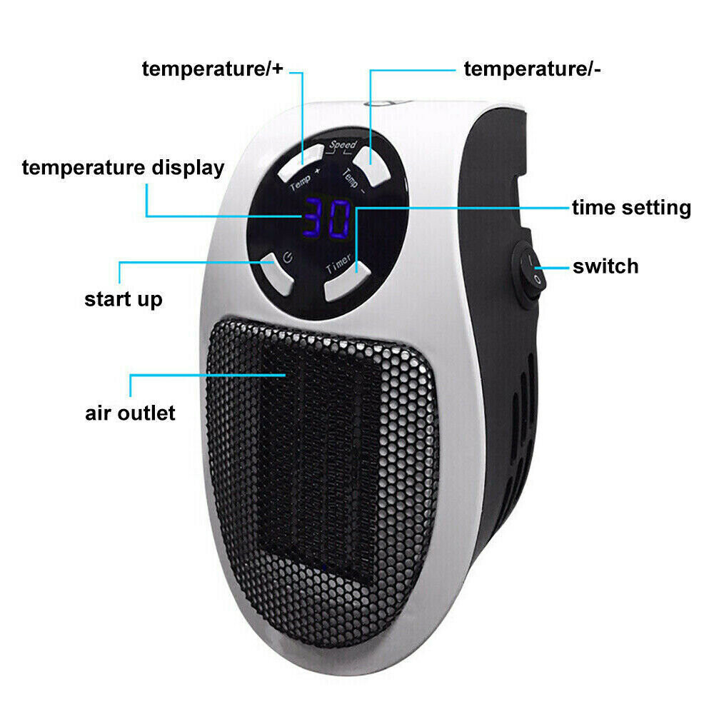 500W Mini Plug-in Wall Heater With Digital Timer on OnBuy