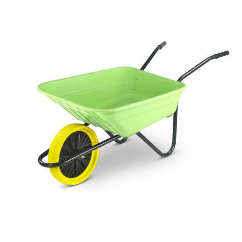 90 Litre Shire Heavy Duty Plastic Wheelbarrow Lime Puncture Proof Wheel ...