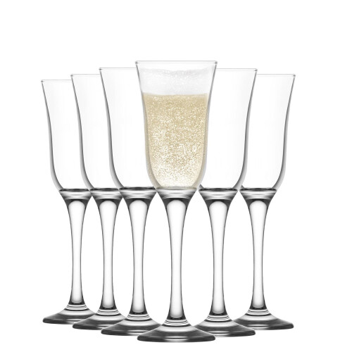 6x Vals Champagne Flutes Set Glass Prosecco Wine Flute Glasses 190ml on ...