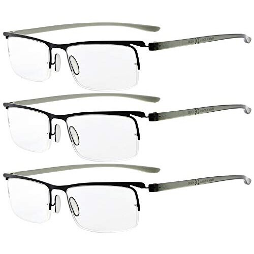 Eyekepper 3 Pairs Half-Rim Reading Glasses Black Frame Reader ...