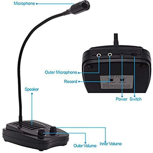 Dual Way Counter Intercom/Window Speaker System/Window Glass Microphone ...