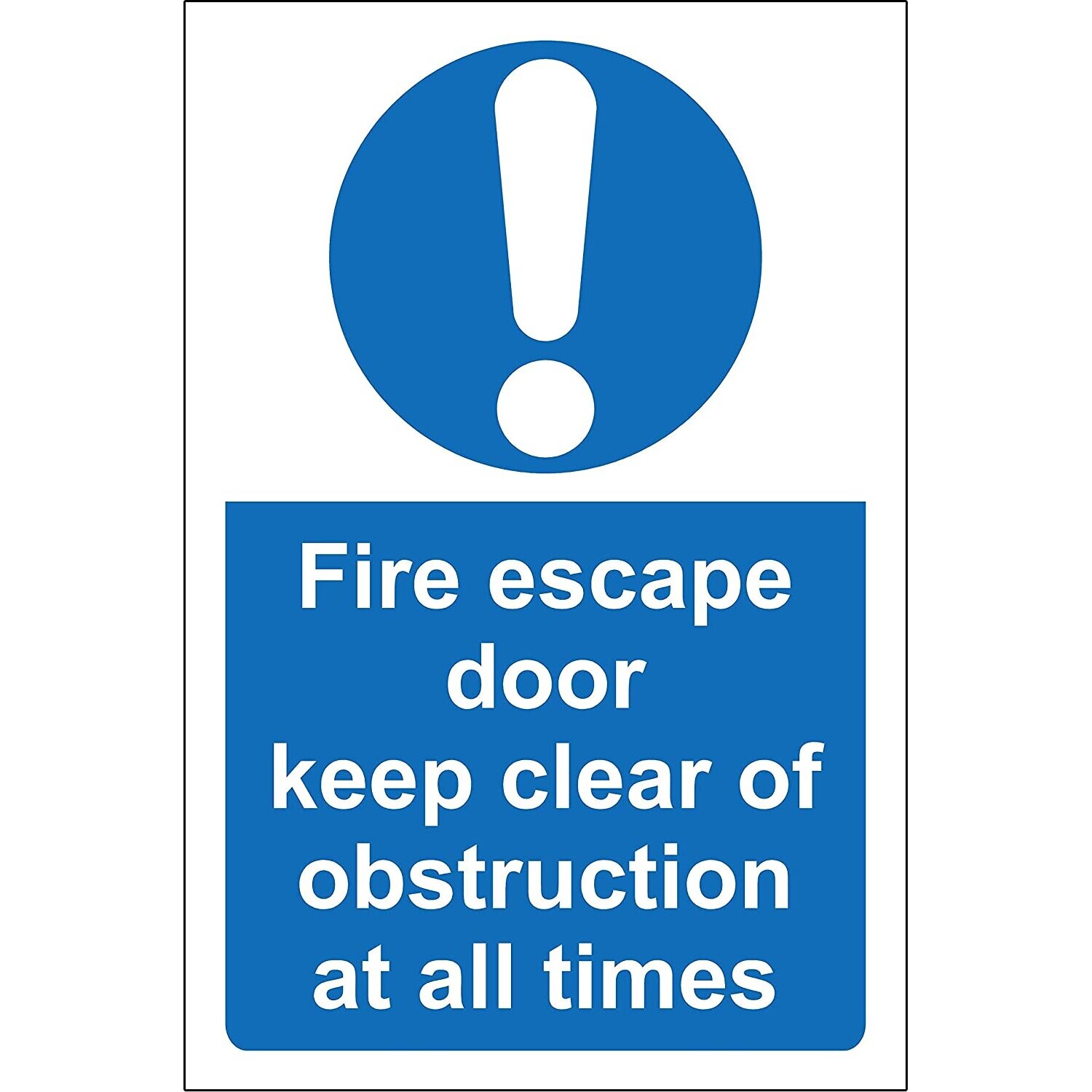 Keep clear Fire escape door keep clear of obstructions at all times safety sign - 3mm Aluminium ...