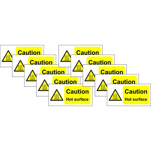 Caution Hot Surface Safety Sign - Self adhesive sticker 100mm x 50mm ...