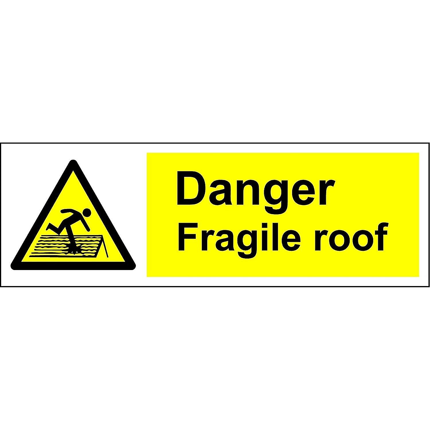 Warning Danger fragile roof safety sign - 1.2mm Rigid plastic 300mm x ...