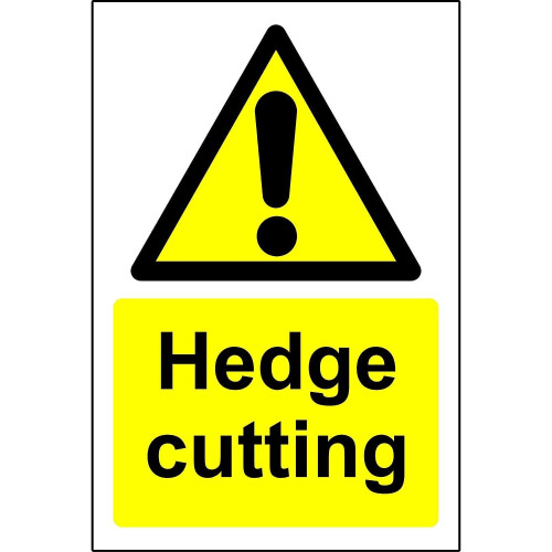 Hedge cutting safety sign - 1.2mm Rigid plastic 600mm x 400mm on OnBuy
