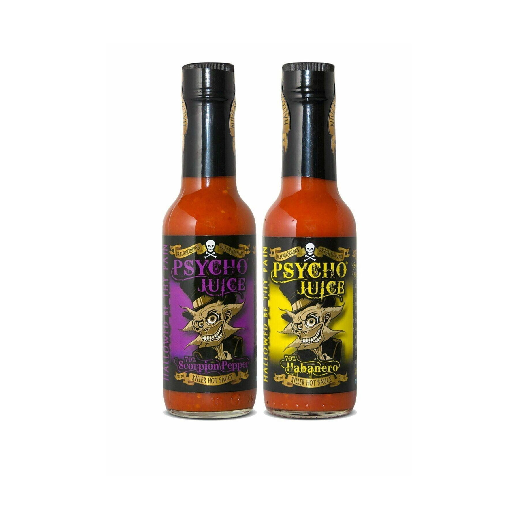 Psycho Juice 70% Scorpion Pepper & 70% Habanero 2 x Mega Hot Sauces on ...