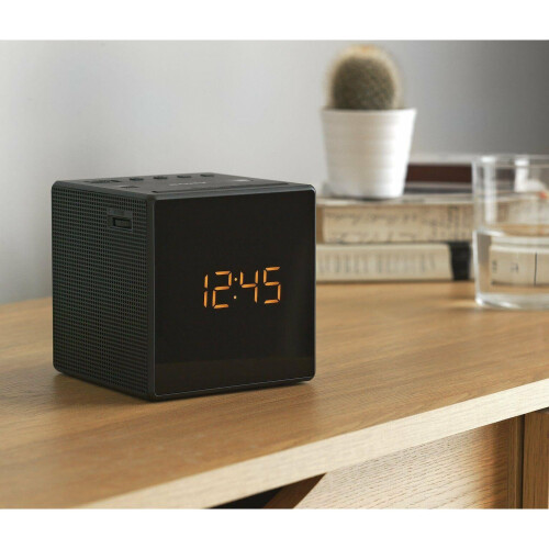 Sony FM/AM Modern Small Cube Clock Radio with Alarm and Snooze - Black ...