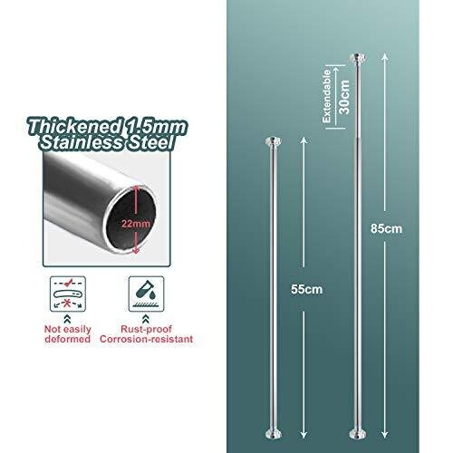 Frenessa Stainless Steel Extendable Telescopic Curtain Rod Tension Pole ...