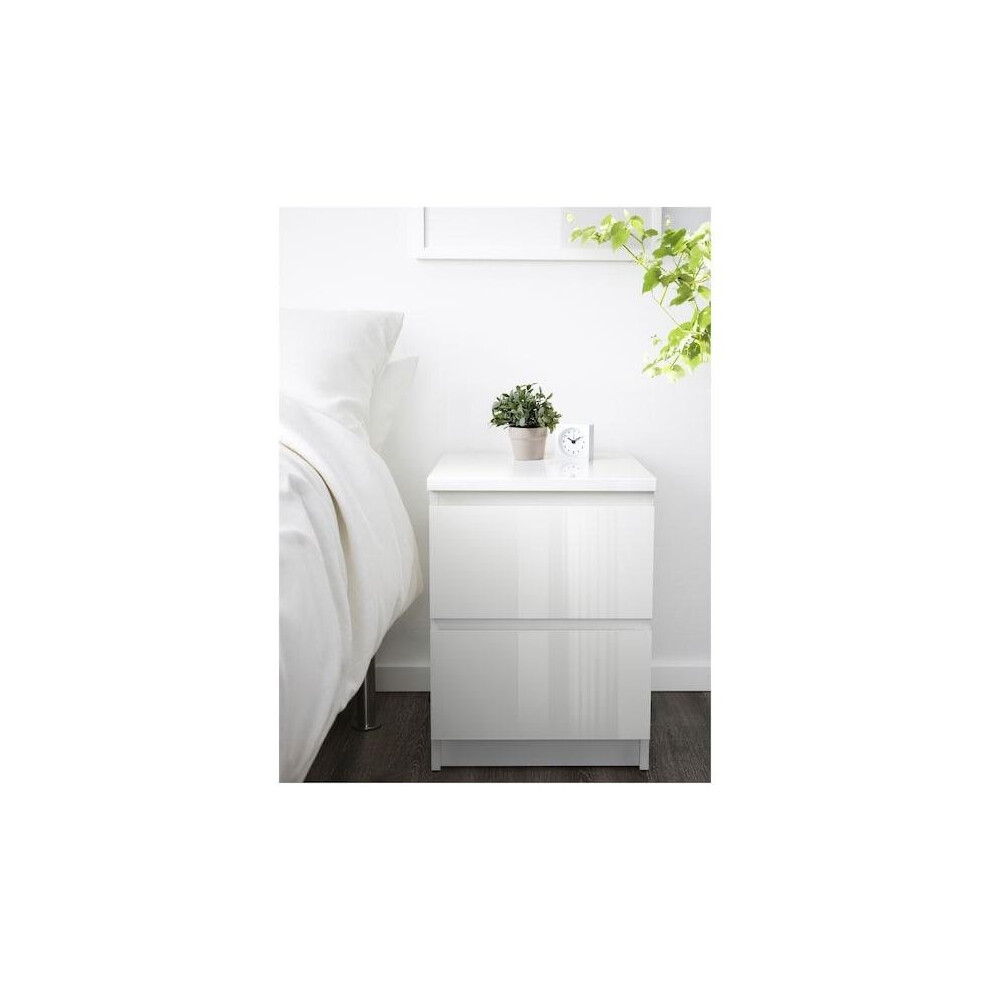 IKEA MALM Wooden Chest of 2 drawers High gloss white 40x55 cm on OnBuy