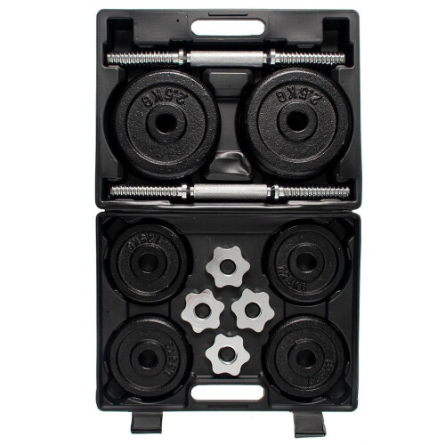 Adjustable Weight Dumbbell Set 20kg with Carry Case (2 x 10kg) - Cast ...