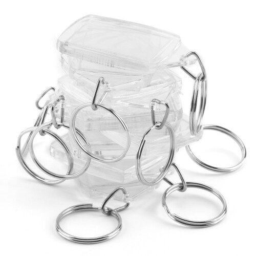 100X Insert Clear Blank Acrylic Key Rings Plastic Photo Personalise on ...